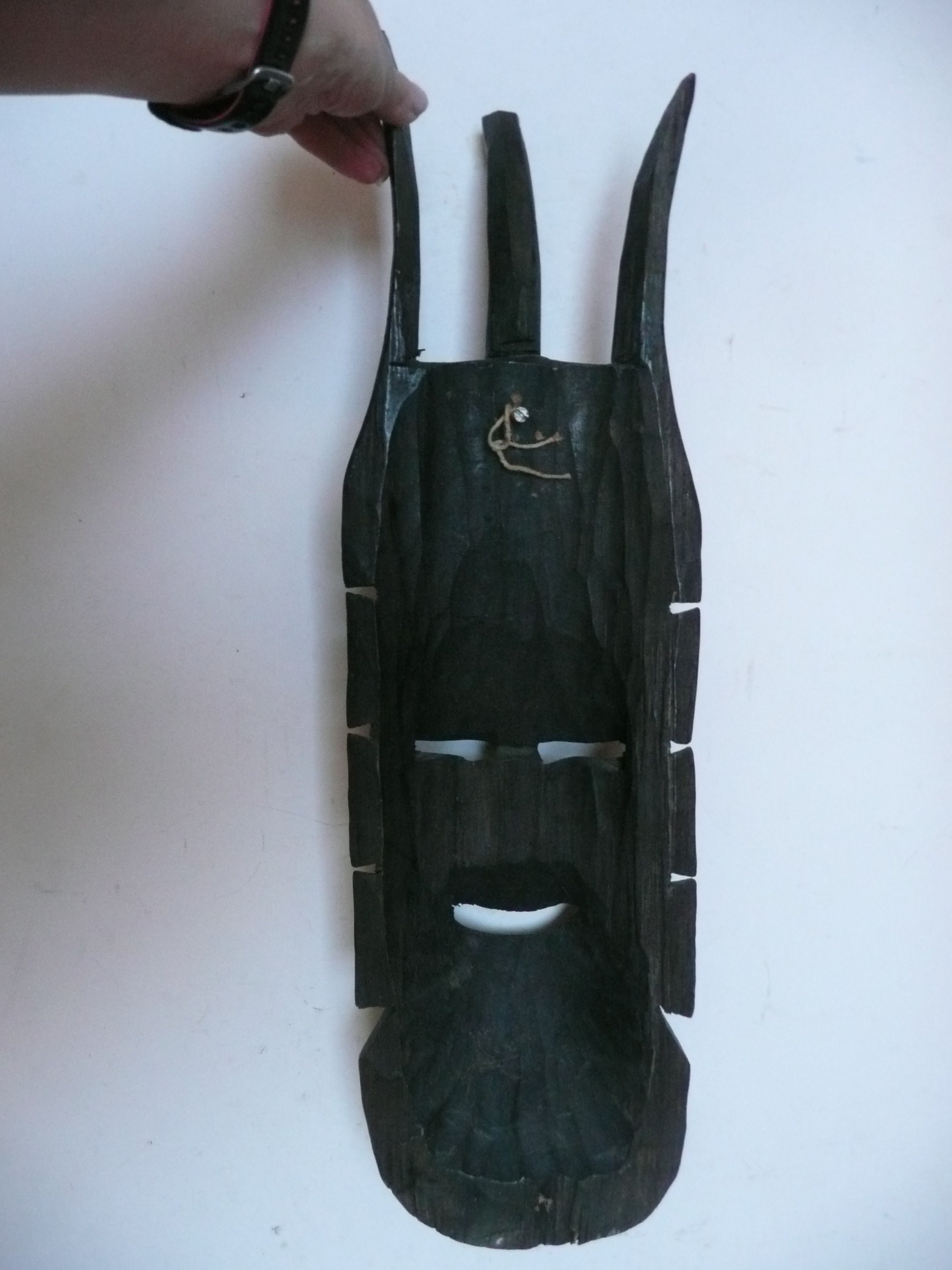 Mid-century Vintage Dark Wood Hand Carved African Tribal Masks in Dense ...