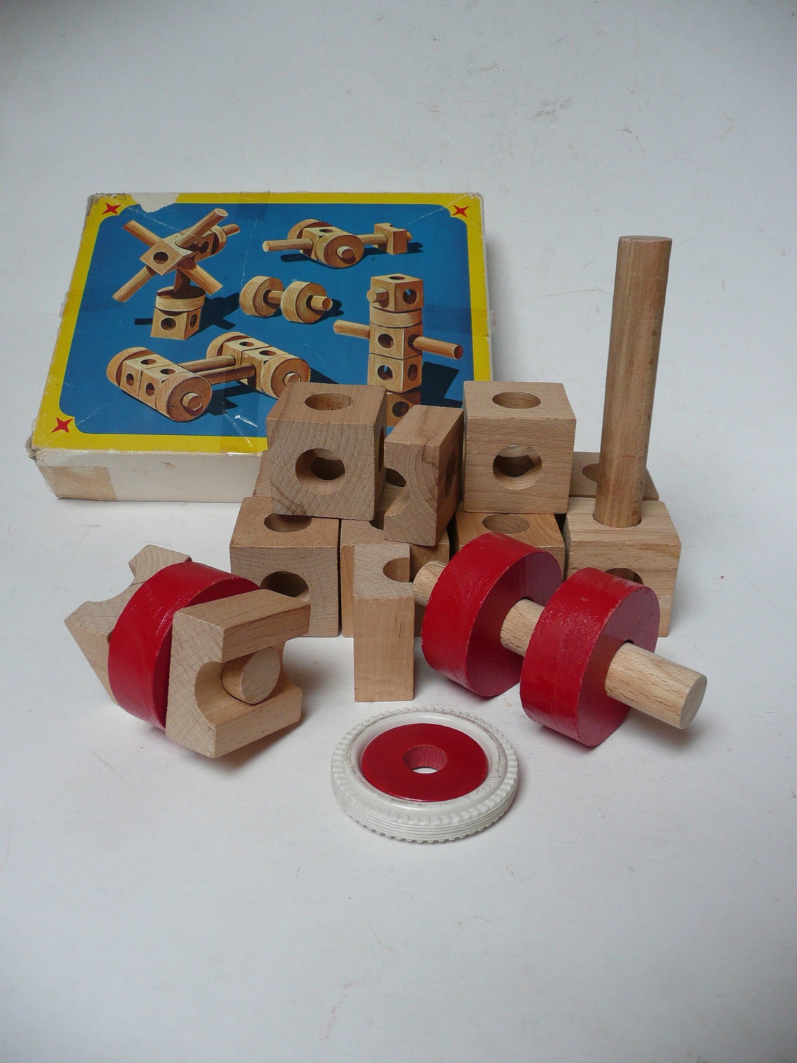 Set of Vintage West German Made Wooden Cubes Blocks in Original Box ...