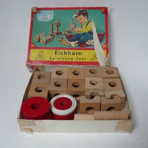 Set of Vintage West German Made Wooden Cubes Blocks in Original Box ...