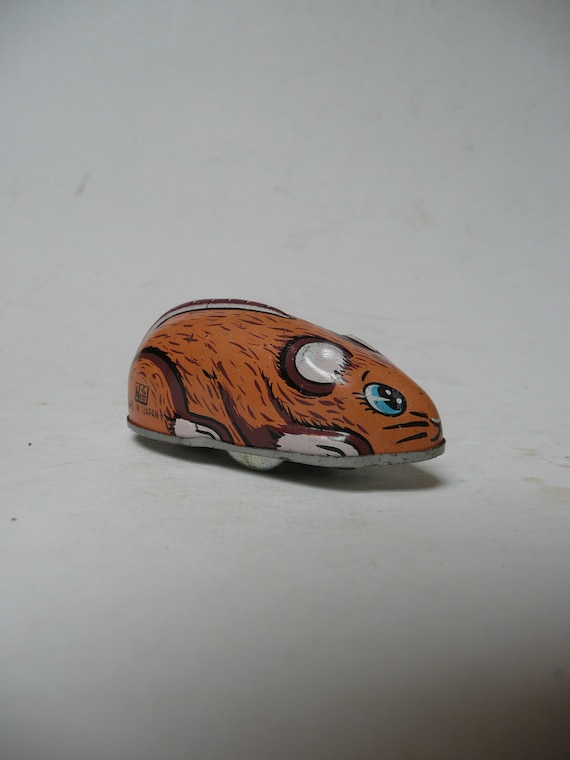 Charming Vintage Japanese Tin Mouse on Wheels Made by Hero Toy | Etsy
