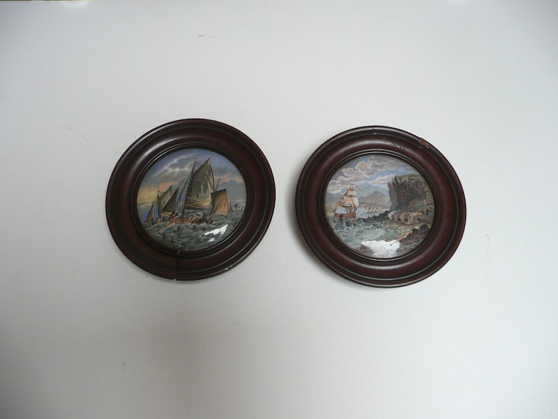 Pair of Framed Antique Victorian Pot Lids Pratt Ware the Chin Chew ...