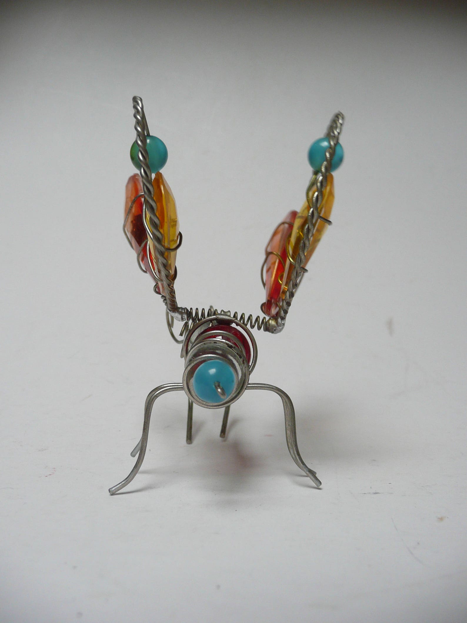 Vintage Handmade Wire Butterfly With Colorful Glass Marbles and Lighter ...