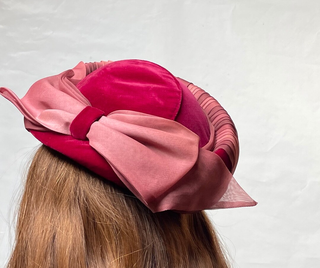 Beautiful Vintage English Hat by Connor in Red Velvet and Satin ...