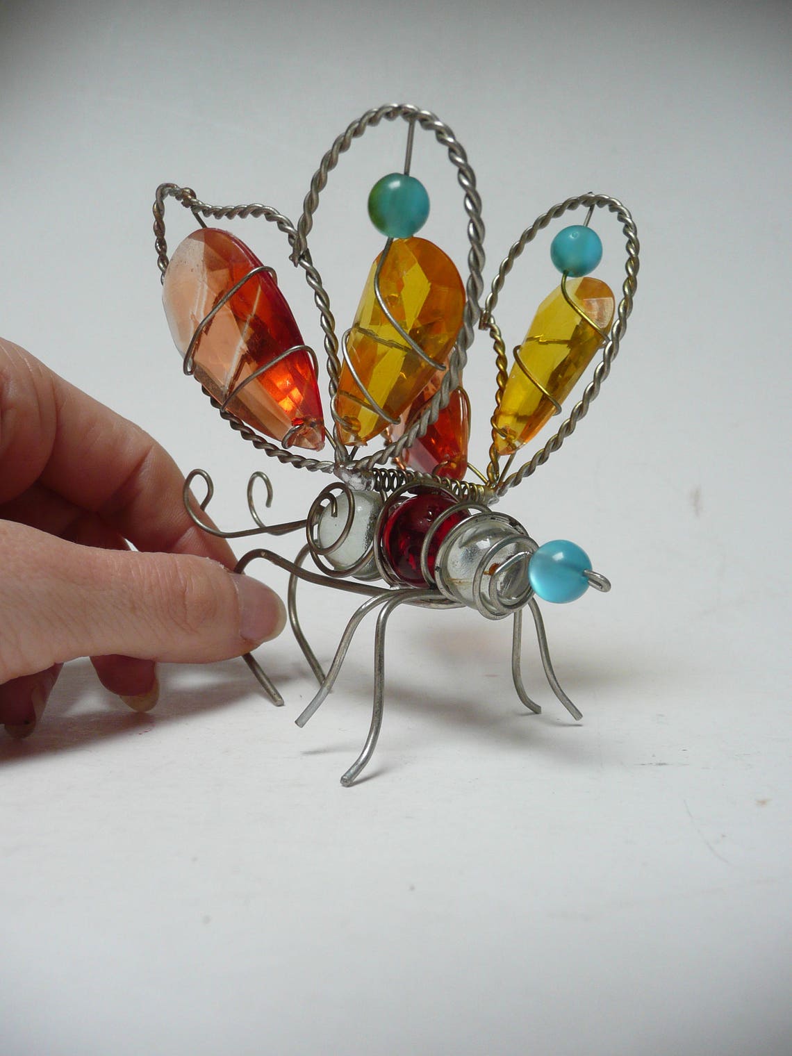 Vintage Handmade Wire Butterfly With Colorful Glass Marbles - Etsy