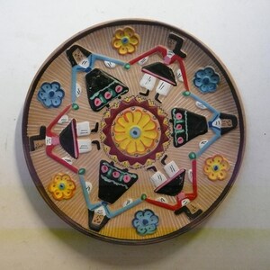 Rare Vintage Italian Sardinian Folk Retro Pottery Wall Plate Hand ...