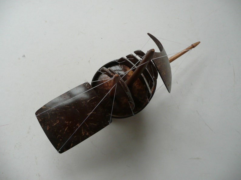 Absolutely Delightful Vintage Coconut Shell Handmade Tall Ship Sailing ...