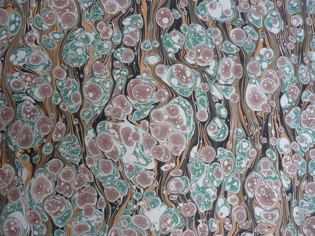 Vintage 1995 Artisan Hand Marbled Paper Sheet A2 by Victoria Hall Made ...