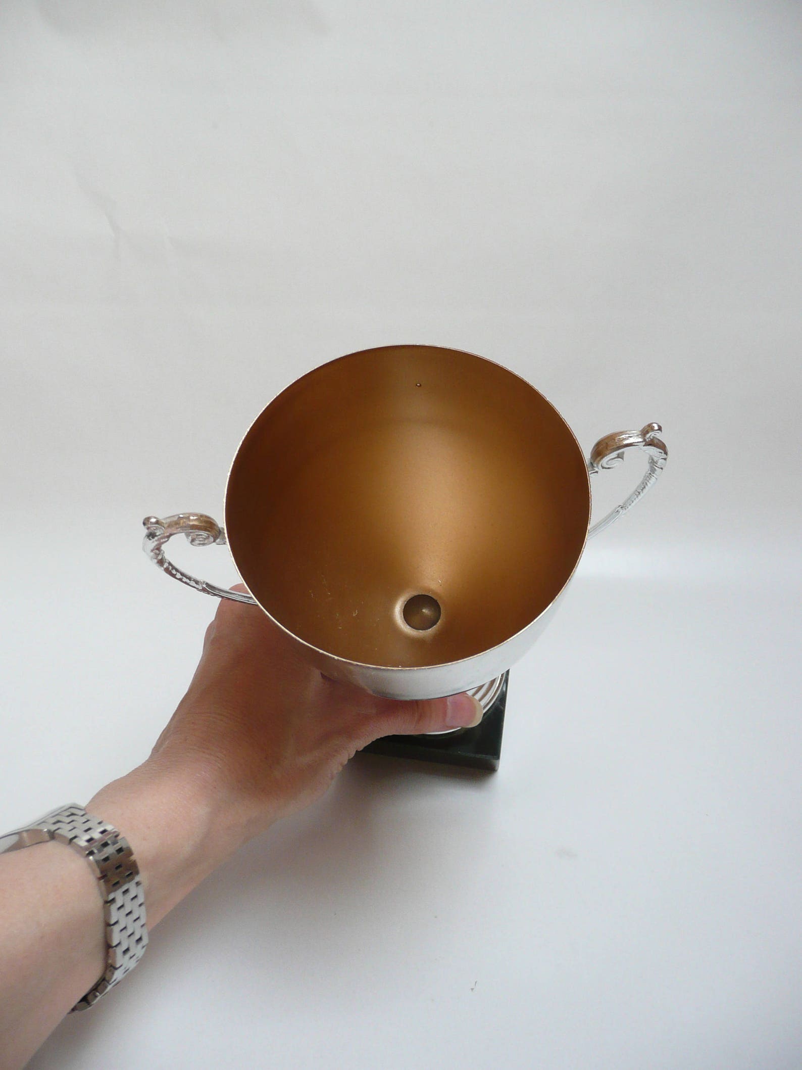 Vintage Medium Silver Tone Cast Metal Cup on Black Marble Base - Etsy