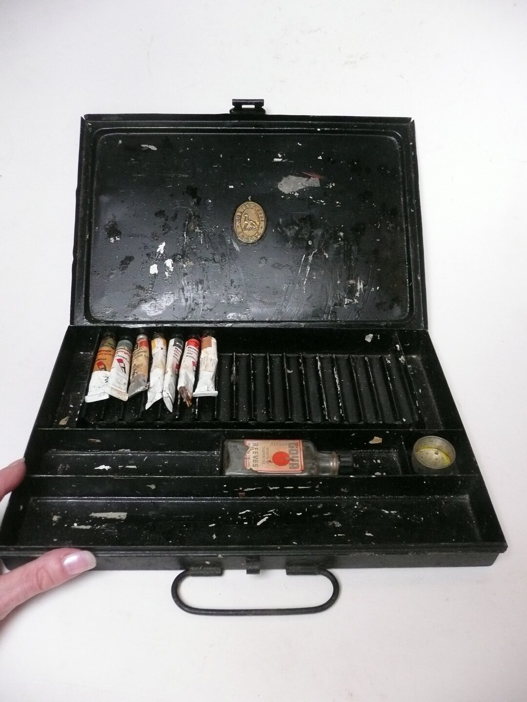 Antique Metal Japanned Reeves and Sons London Paint Box With 6 Rowney Georgian Oil Colour - Etsy