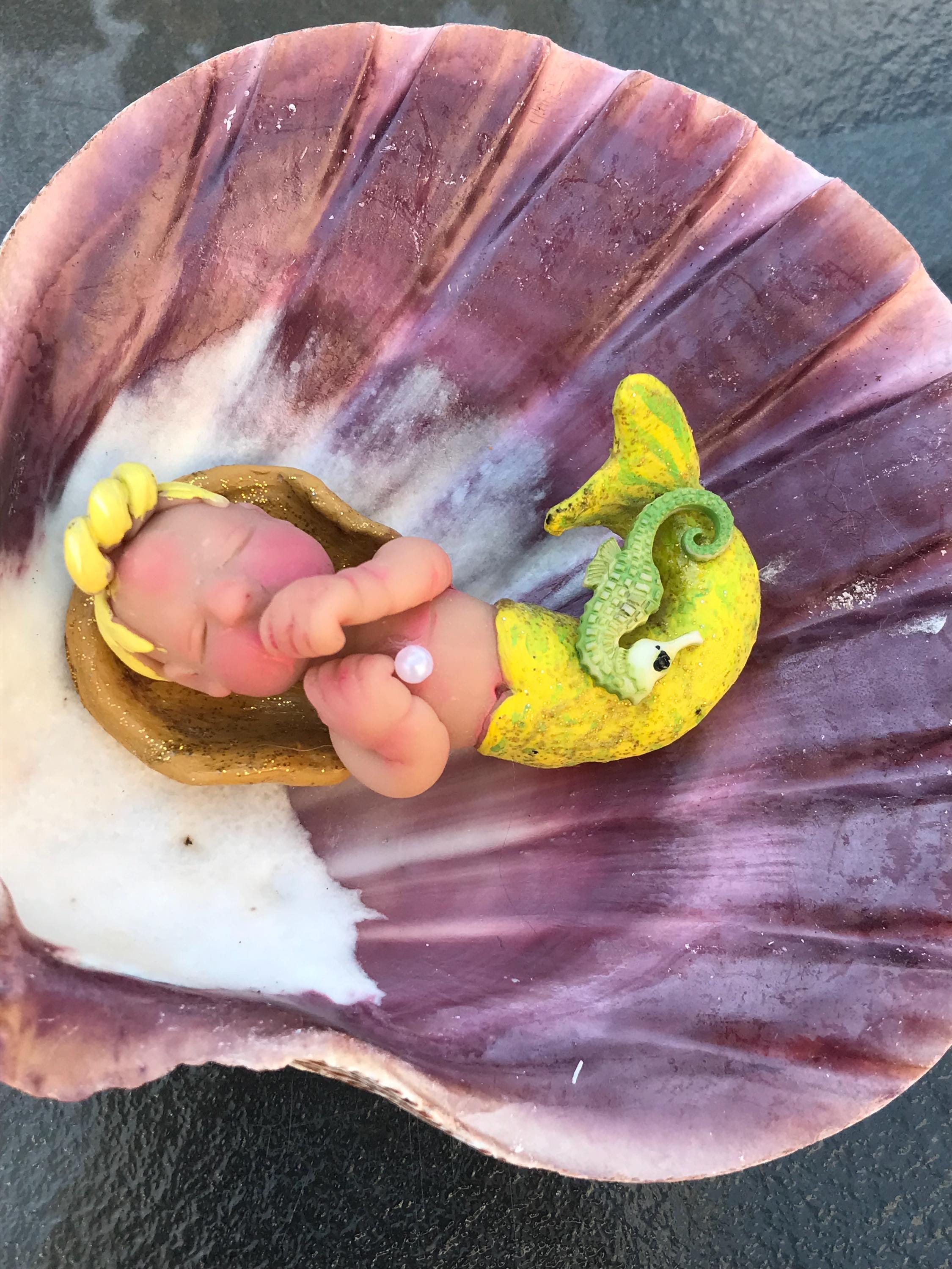 Ooak Art Clay Sleeping Mermaid Baby. - Etsy