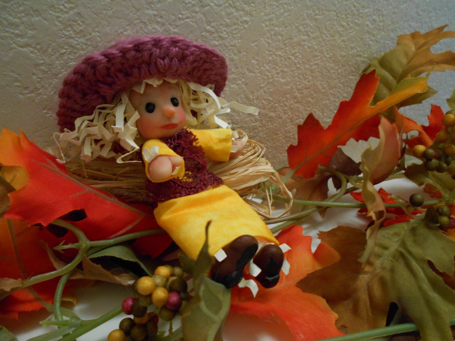 Ooak Art Scarecrow Autumn Harvest Angel Doll. - Etsy