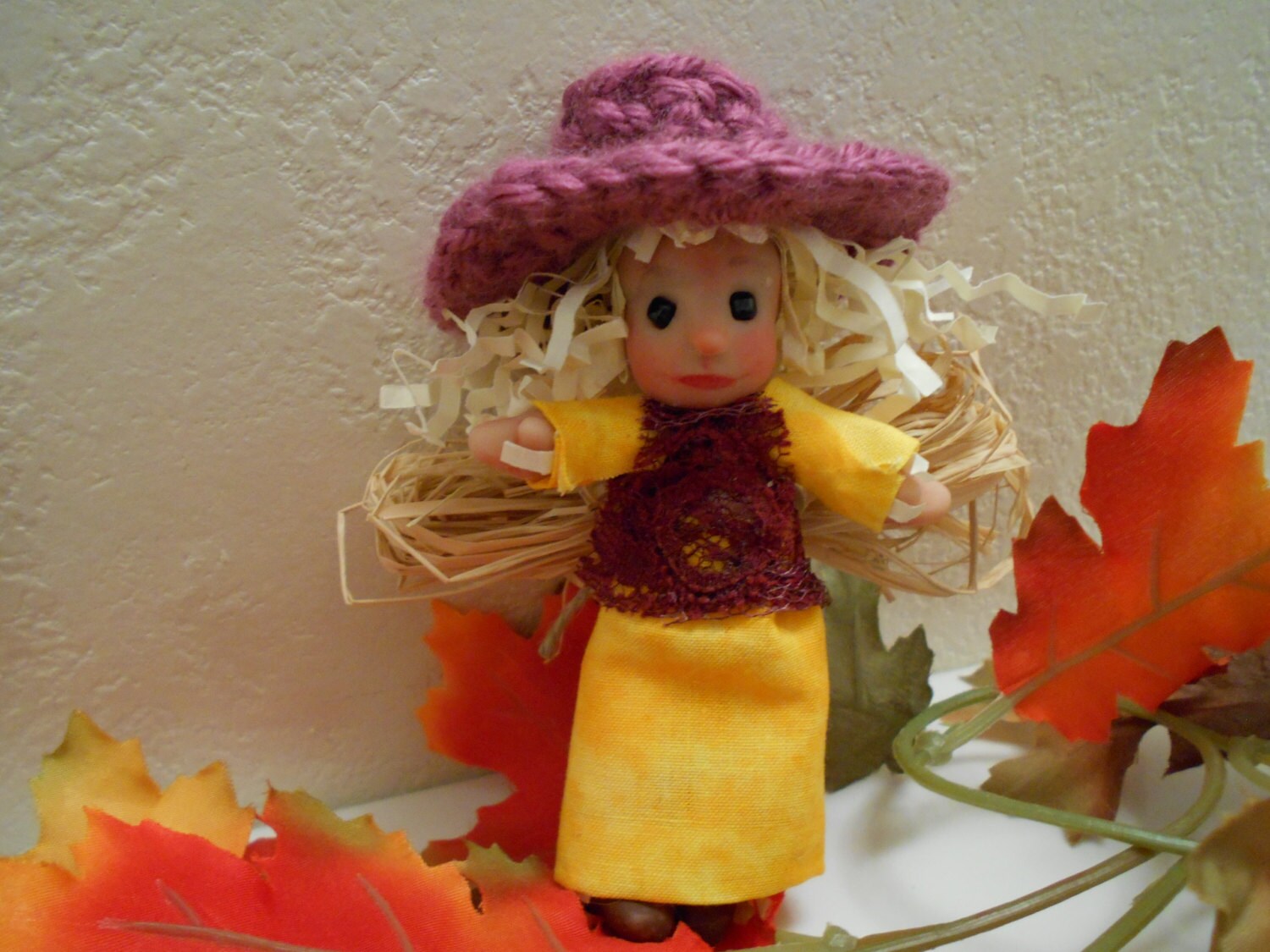 Ooak Art Scarecrow Autumn Harvest Angel Doll. - Etsy
