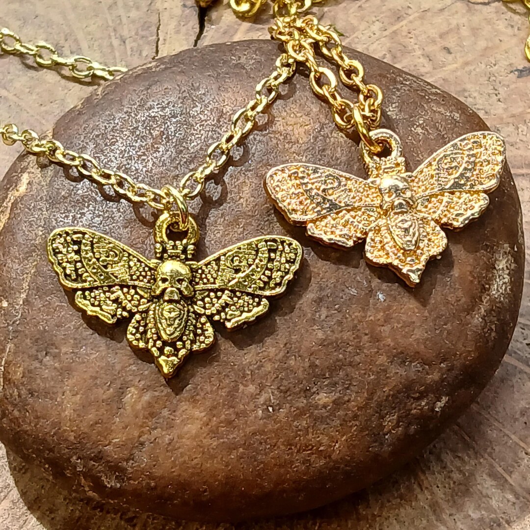 Gold Deaths Head Moth Pendant: Small Hawk Moth Necklace - Etsy