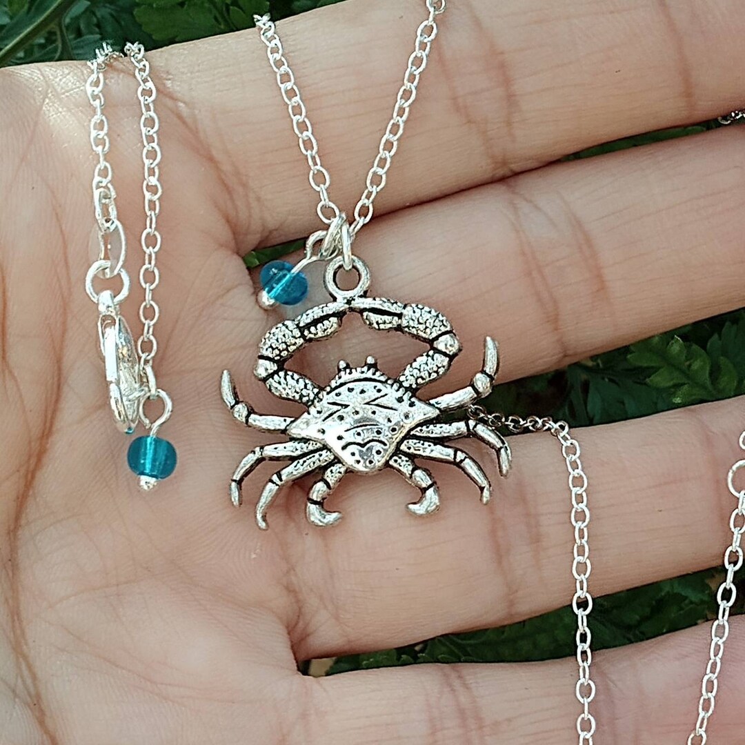 Blue Crab Pendant, Pewter Crab Necklace, Blue Crab Jewelry, Crab Lover ...
