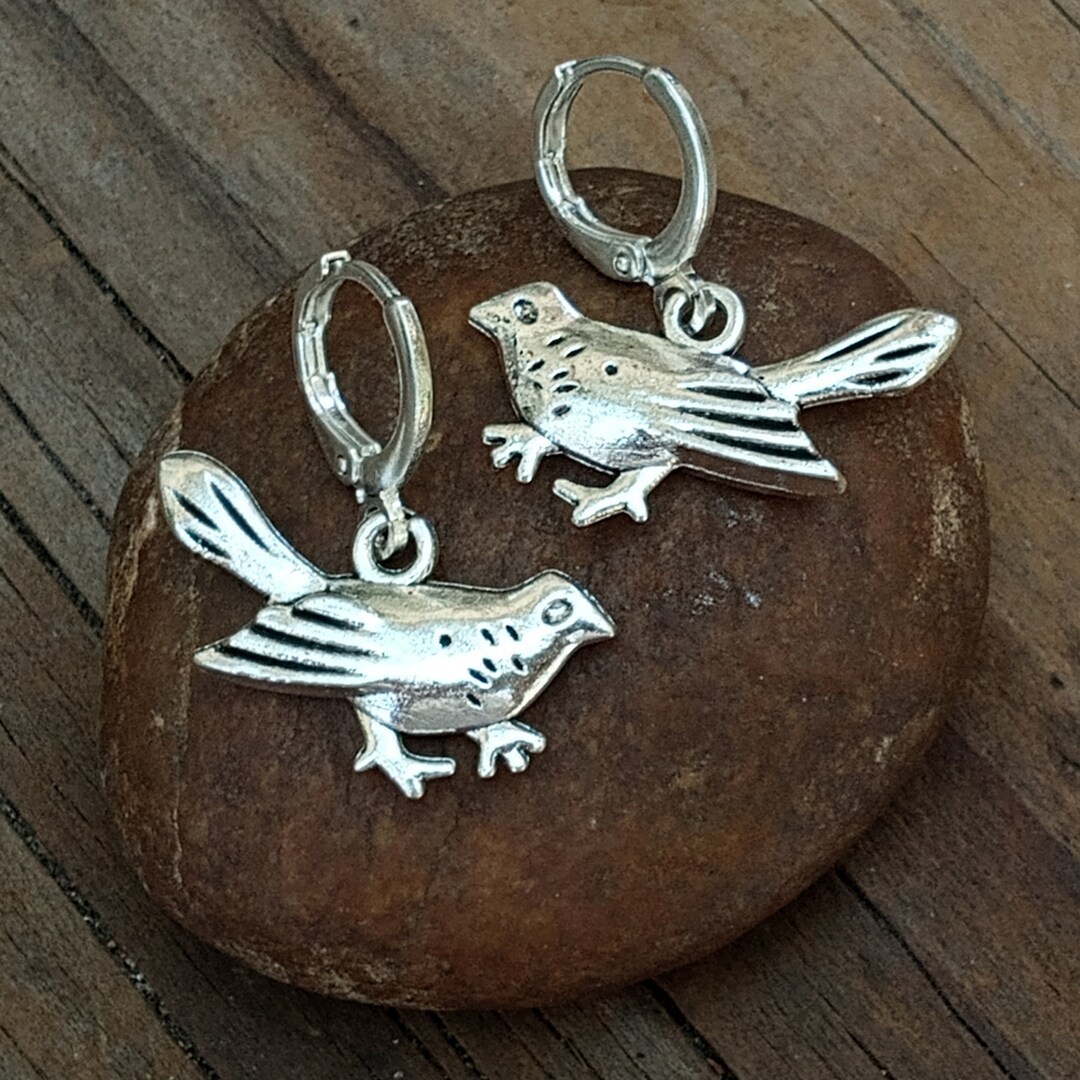 Silver Bird Dangles, Silver Bird Earrings, Robin Jewelry, Robin Dangles ...