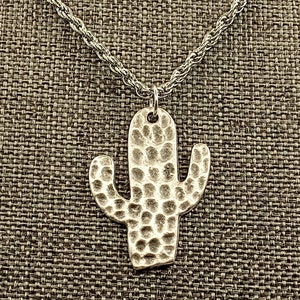 Silver Cactus Necklace, Pewter Cactus Pendant, Saguaro Cactus Jewelry ...