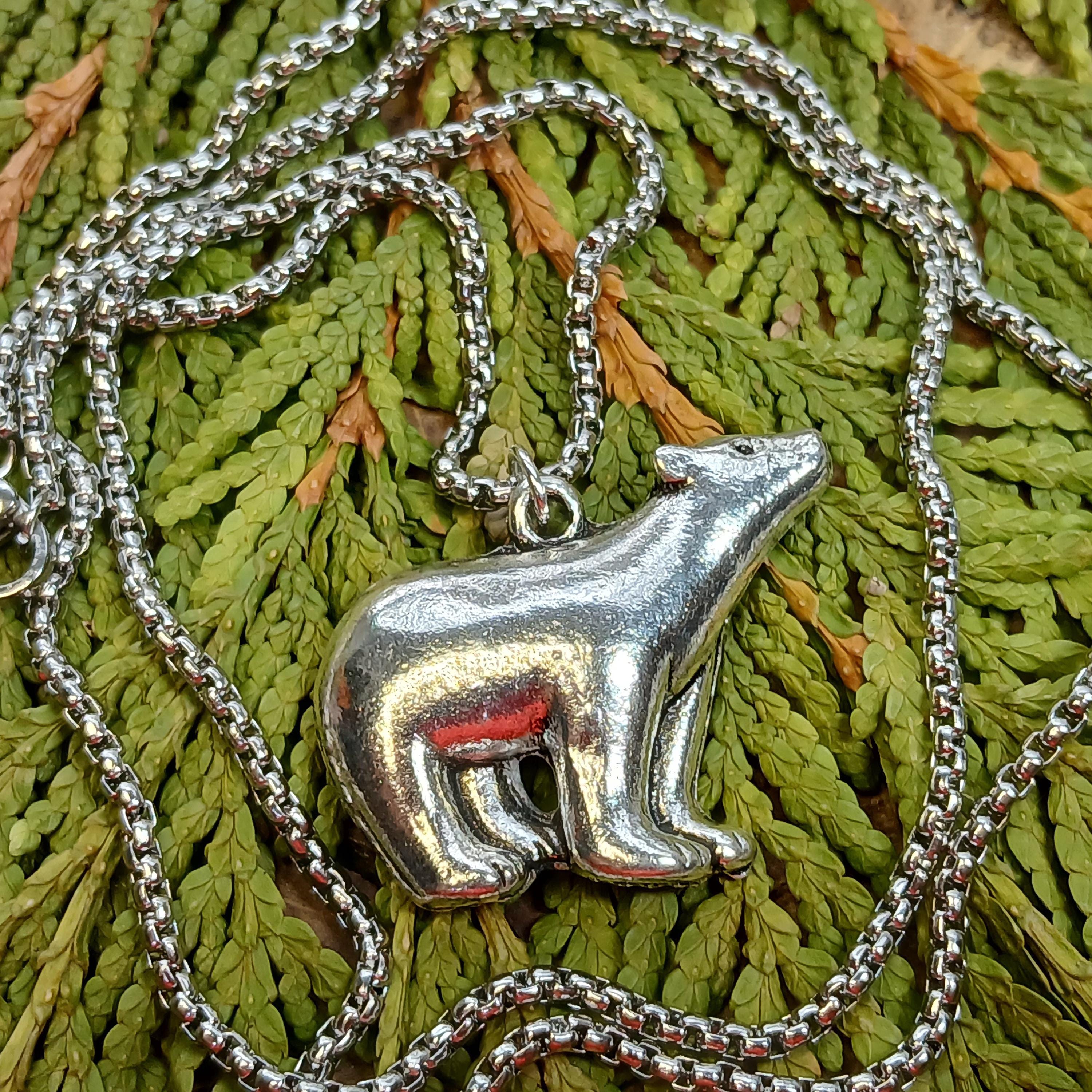 Silver Polar Bear Pendant Necklace: Stainless Steel Chain - Etsy