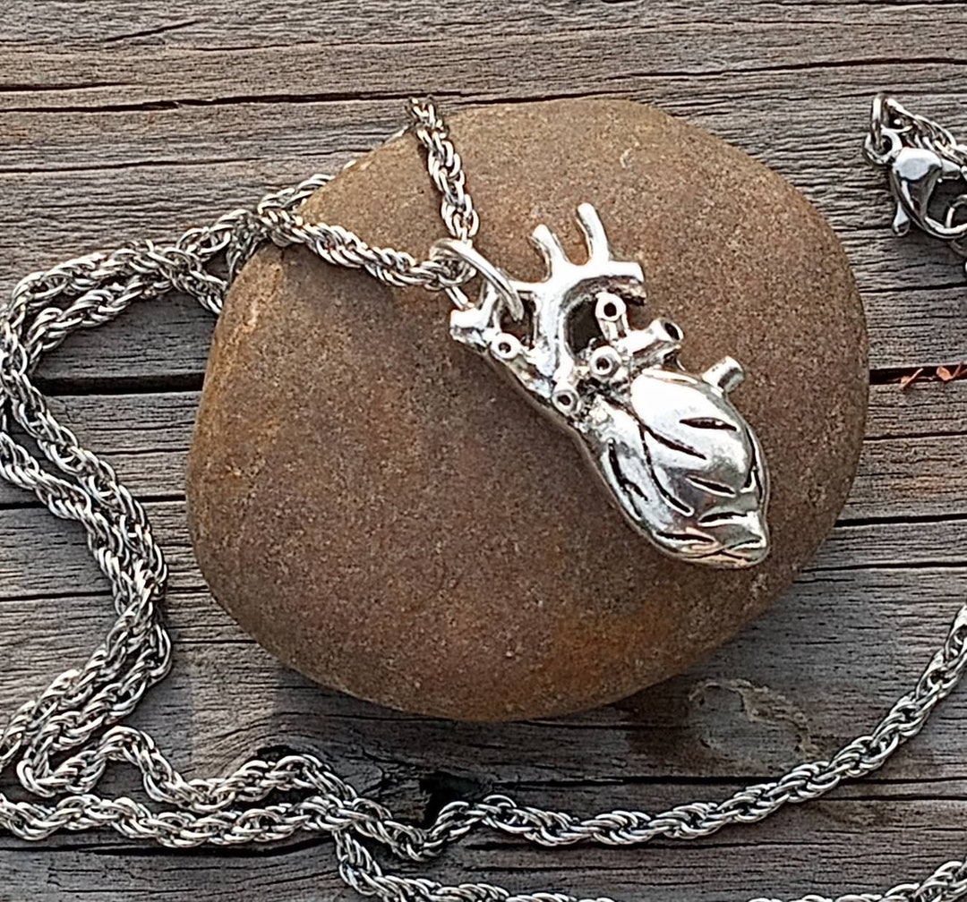 Anatomical Heart Pendant, Human Heart Necklace, Goth Heart Jewelry ...
