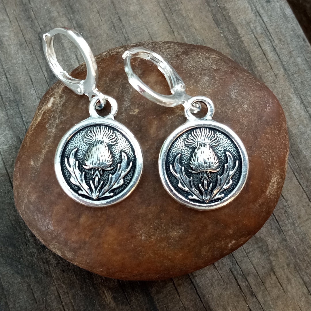 Thistle Earrings, Silver Thistle Dangles, Small Thistle Earrings ...