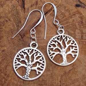 Tree Earrings, Silver Tree Earrings, Pewter Tree Earrings, Tree ...