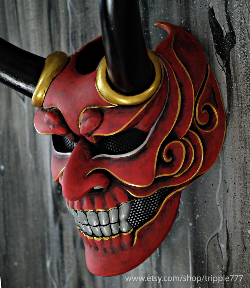 Devil Samurai Airsoft Mask BB Gun, Oni Hannya Halloween Costume Demon ...