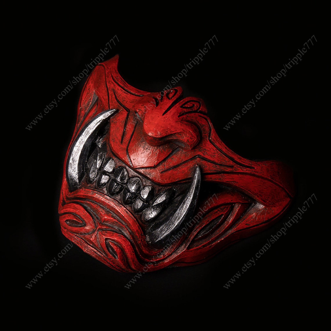 Half Face Samurai Mask Ronin Oni Mempo Japanese Demon Noh for - Etsy