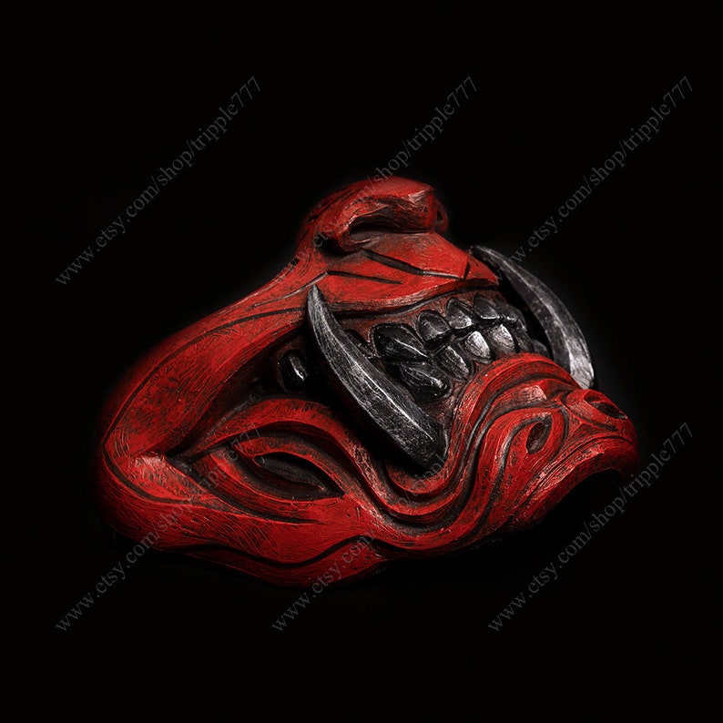 Half Face Samurai Mask Ronin Oni Mempo Japanese Demon Noh for Airsoft ...