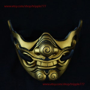 Half Face Airsoft Paintball Mask BB Gun, Warrior Evil Demon Devil Oni ...