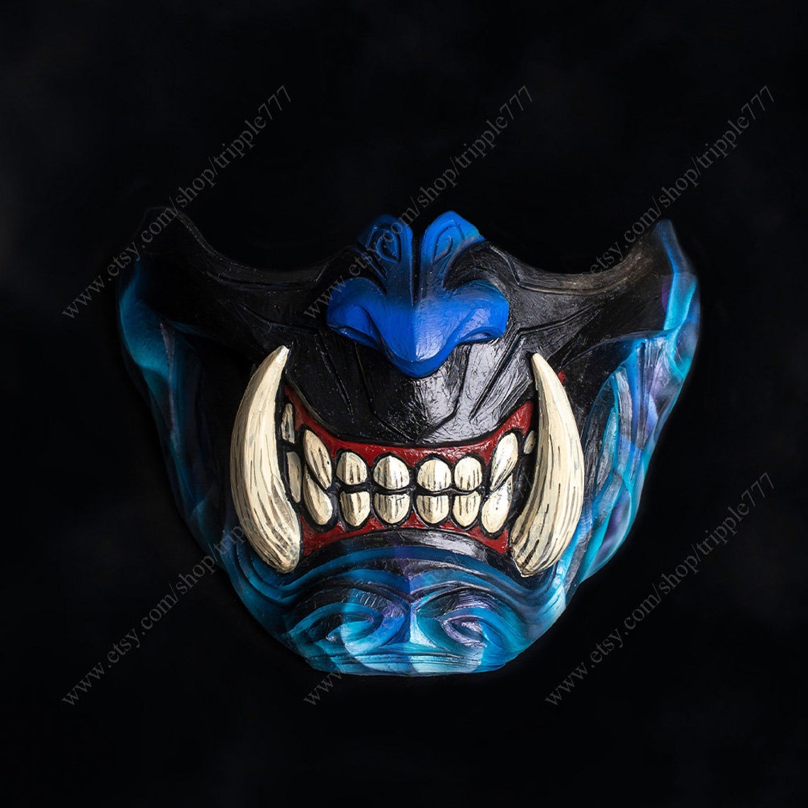 Half Face Samurai Mask Ronin Oni Mempo Japanese Demon Noh for Airsoft ...