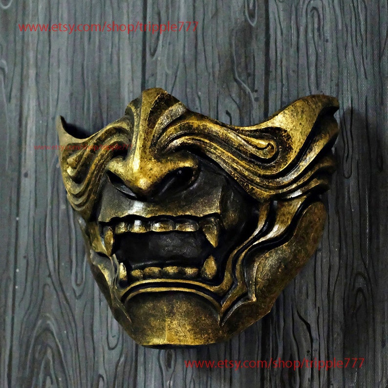 Half Face Samurai Mask Oni Mempo Armor Japanese Noh for - Etsy