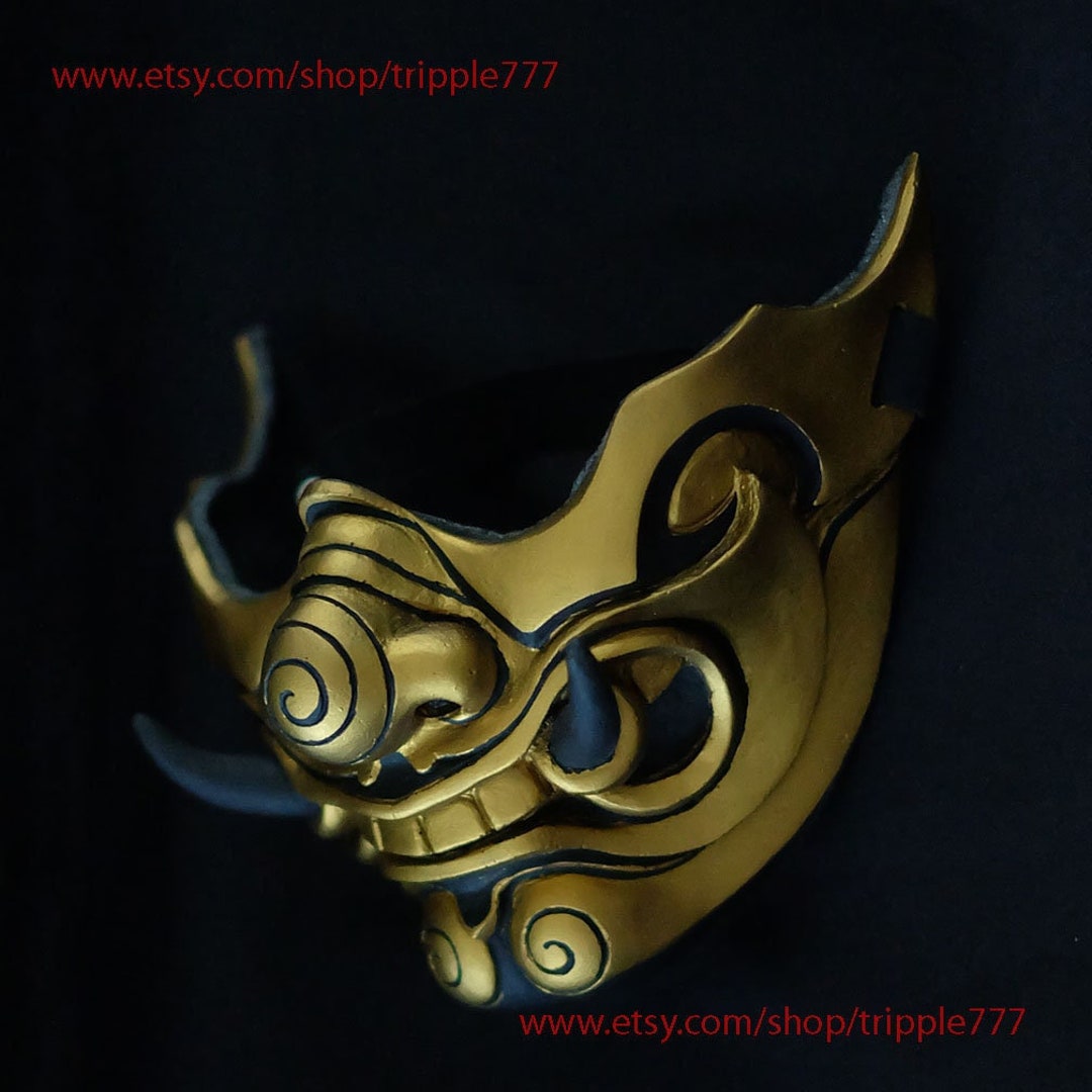 Half Face Airsoft Paintball Mask BB Gun, Warrior Evil Demon Devil Oni ...
