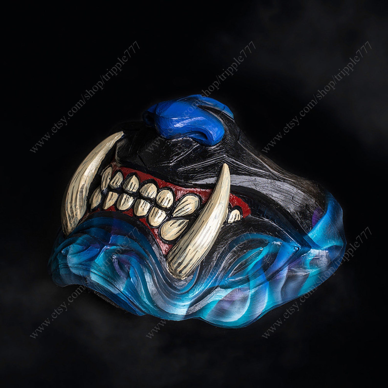 Half Face Samurai Mask Ronin Oni Mempo Japanese Demon Noh for Airsoft ...