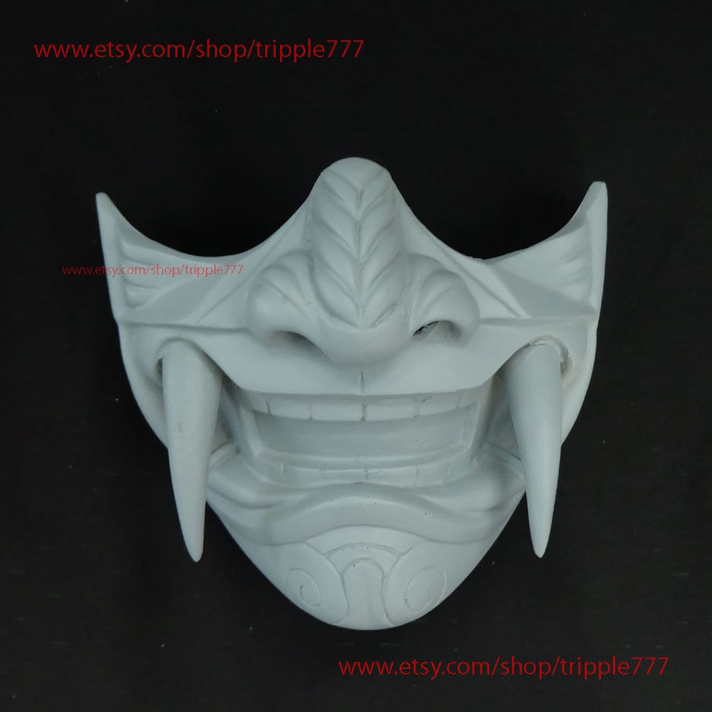 Half Face Assassin Ronin Samurai Mask, Cool Baddass Demon Oni Mempo ...