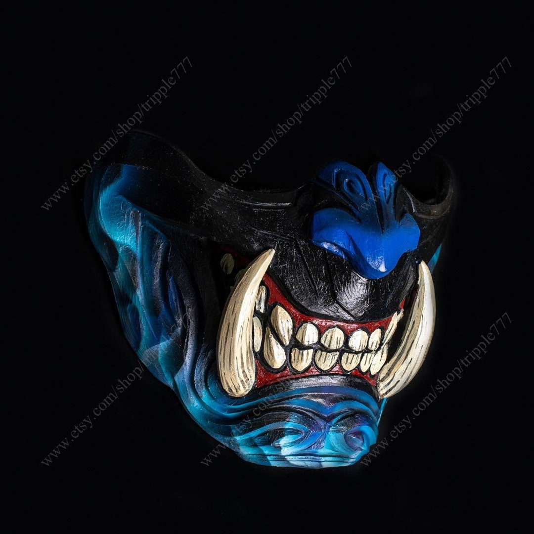 Half Face Samurai Mask Ronin Oni Mempo Japanese Demon Noh for Airsoft ...