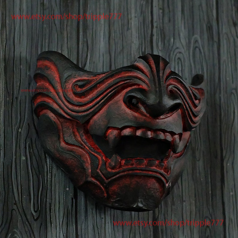 Half Face Samurai Mask Oni Mempo Armor Japanese Noh for Airsoft Goggle ...