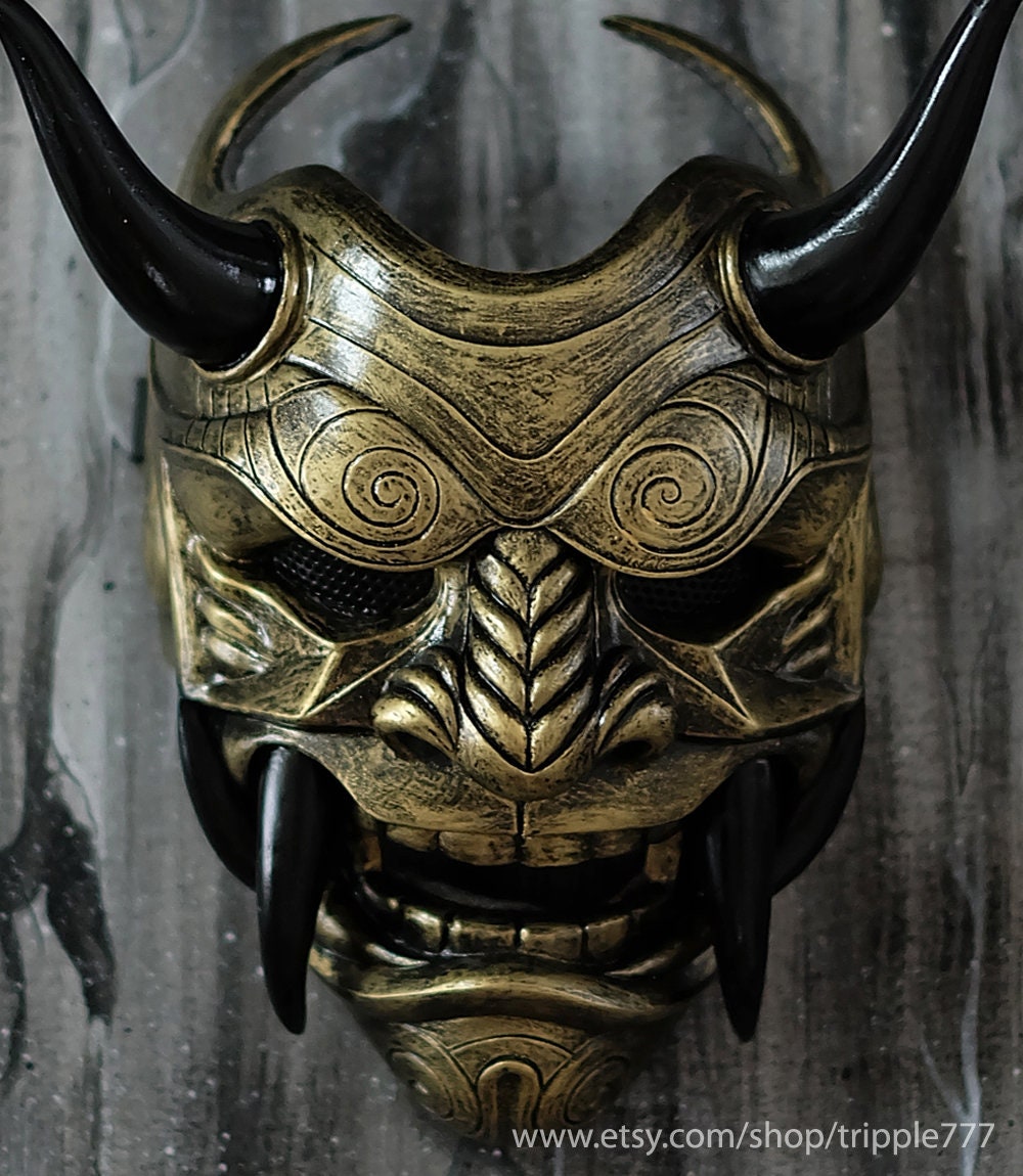 Cool Badass Face Masquerade Mask for Men, Samurai Assassin Scary Oni ...