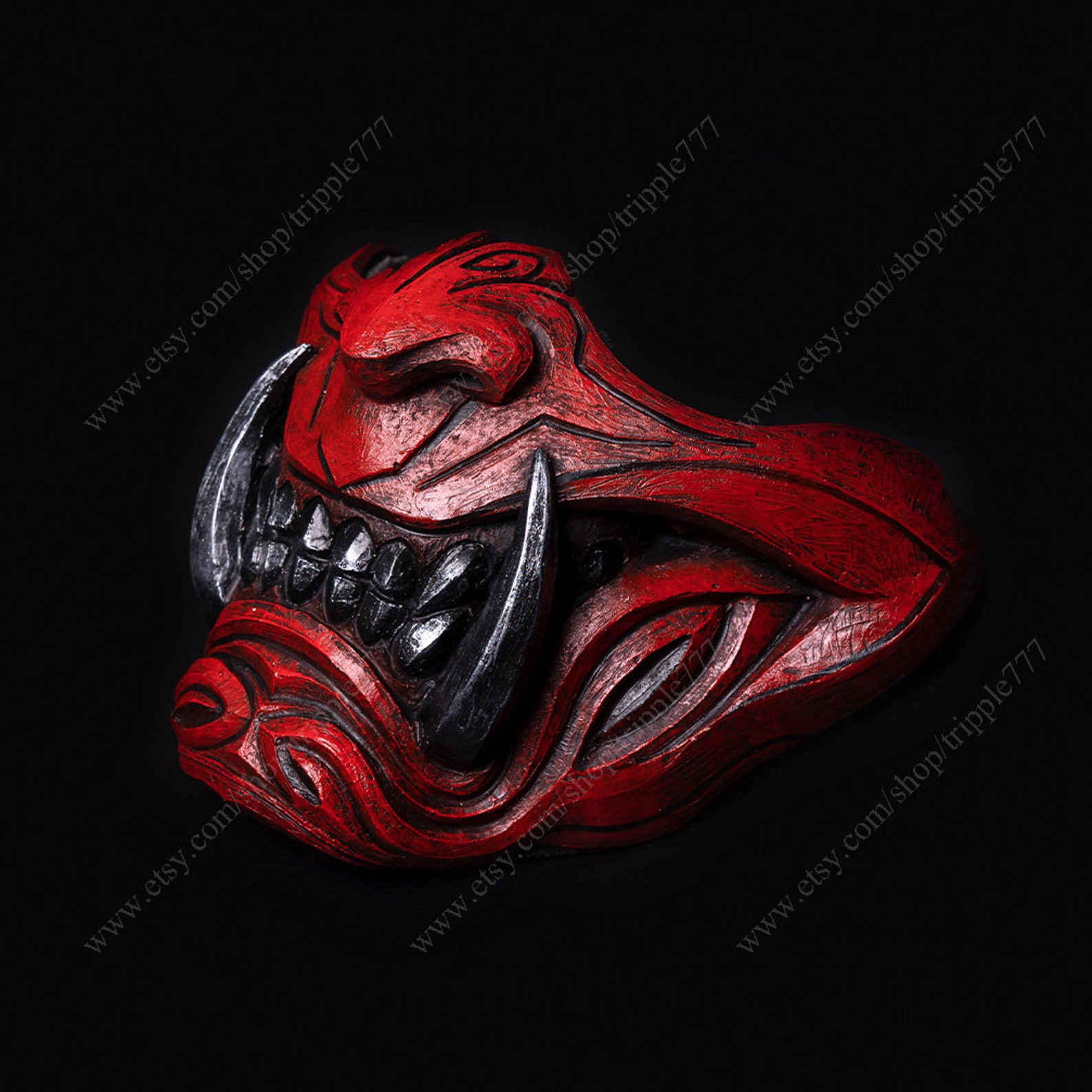 Half Face Samurai Mask Ronin Oni Mempo Japanese Demon Noh for - Etsy