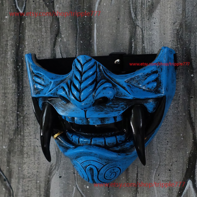 Samurai Mempo Motorcycle Mask, Cool Baddass Demon Oni Japanese Noh ...