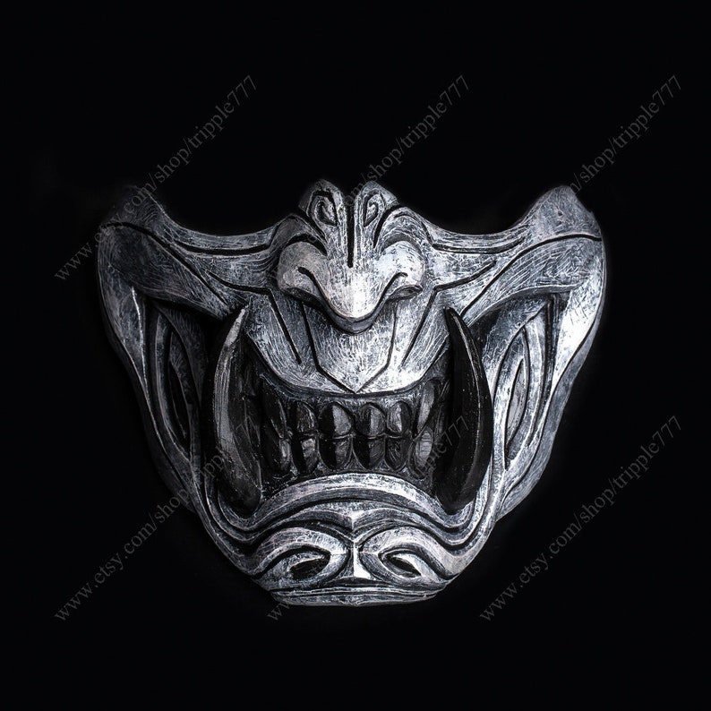 Half Face Joker Samurai Mask Ronin Oni Mempo Japanese Demon - Etsy