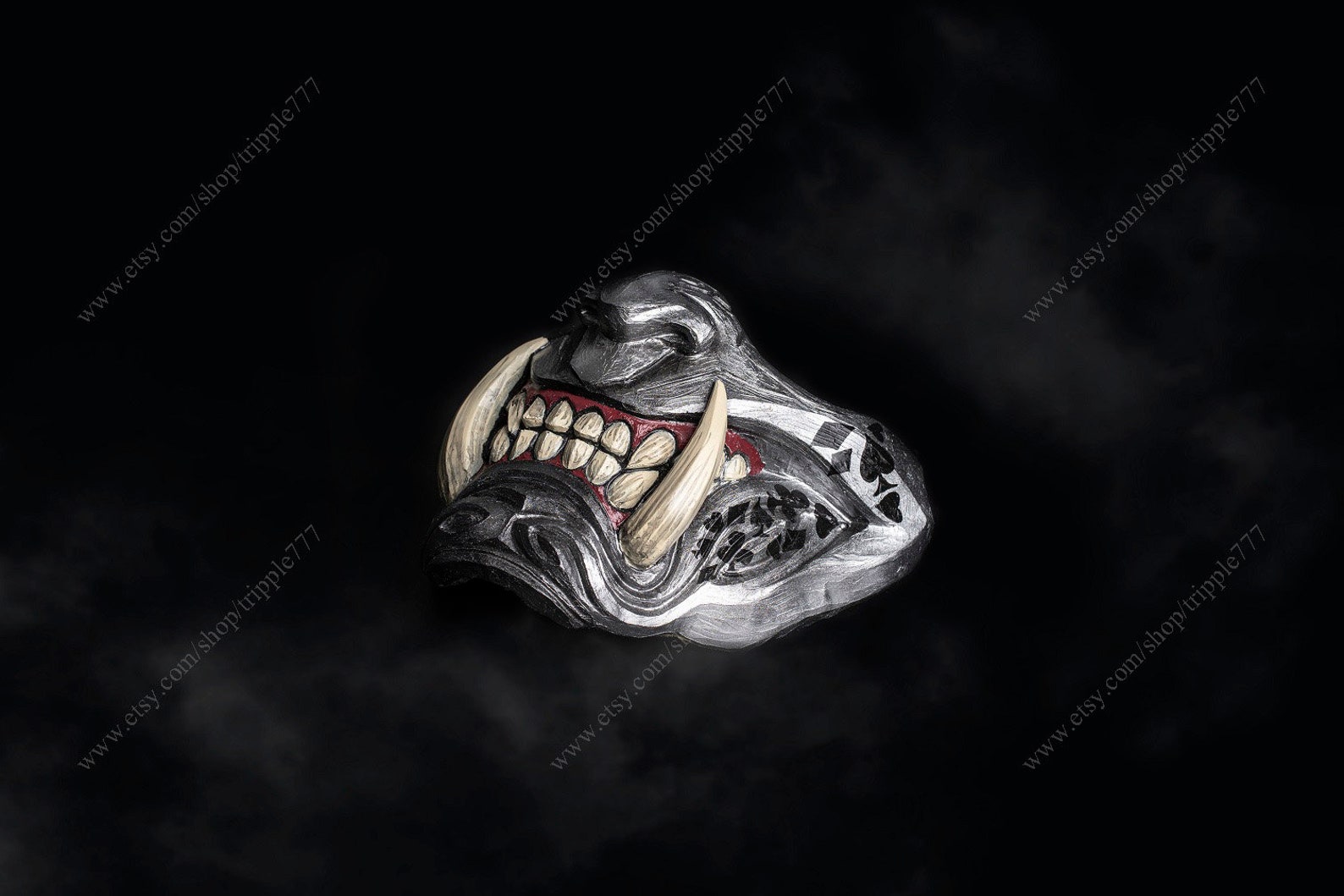 Half Face Samurai Mask Ronin Oni Mempo Japanese Demon Noh for Airsoft ...