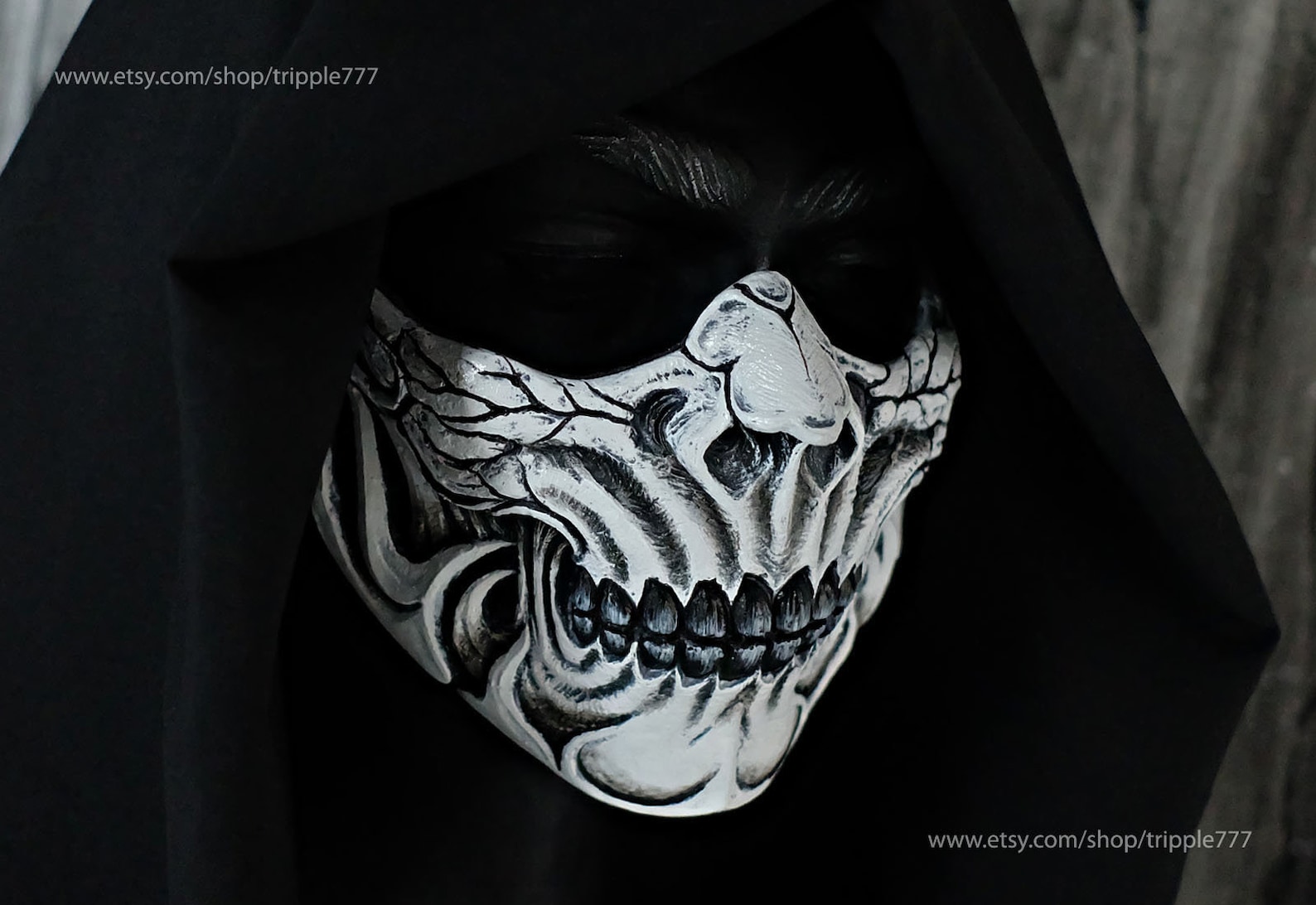 Skull Skeleton Motorcycle Mask for Rider Paintball Airsoft Gun Demon ...