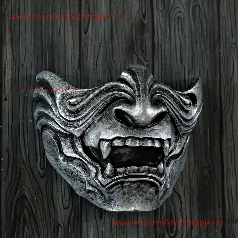 Half Face Samurai Mask Oni Mempo Armor Japanese Noh for - Etsy