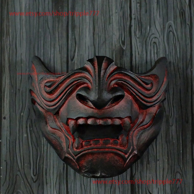 Half Face Samurai Mask Oni Mempo Armor Japanese Noh for Airsoft Goggle ...