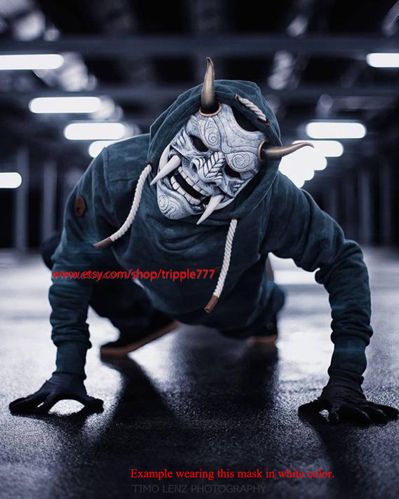 Samurai Oni Mask BB Gun Airsoft, Halloween Costume Cosplay Ninja ...