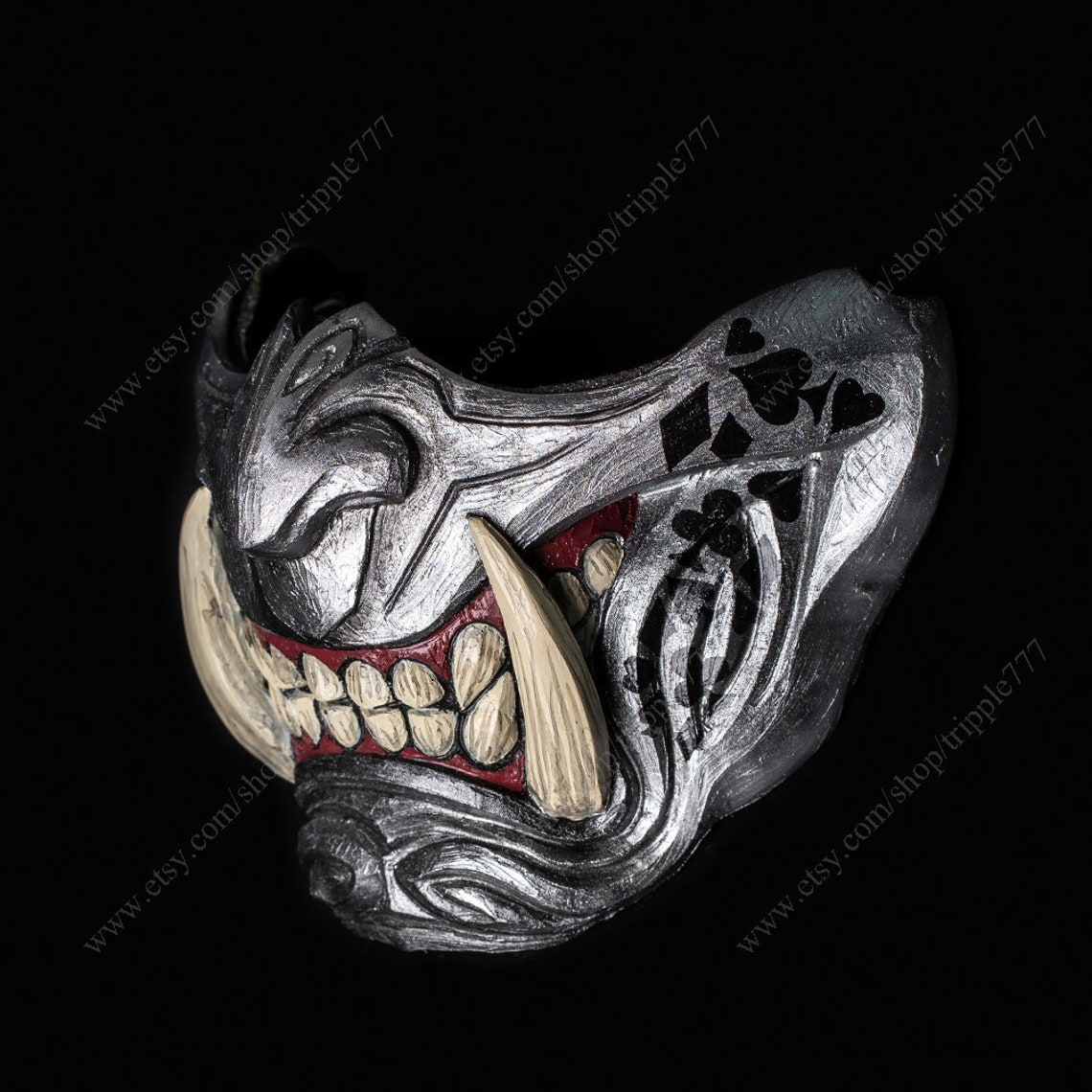 Half Face Samurai Mask Ronin Oni Mempo Japanese Demon Noh for Airsoft ...