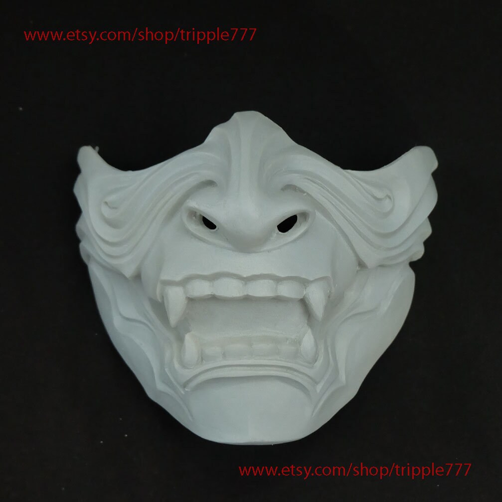 Half Face Samurai Mask Oni Mempo Armor Japanese Noh for | Etsy