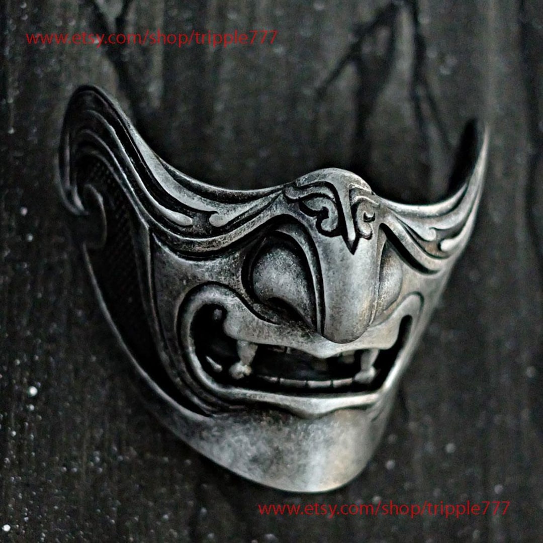 Half Face Samurai Mask Mempo Menpo Halloween Costume Oni Cosplay ...