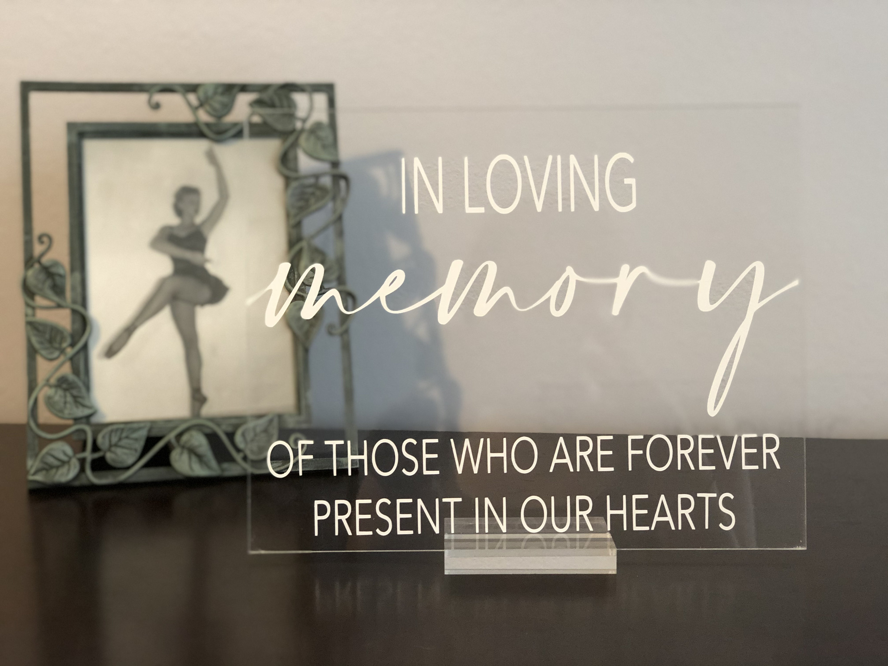 Acrylic sign with stand 'In loving memory' | Etsy