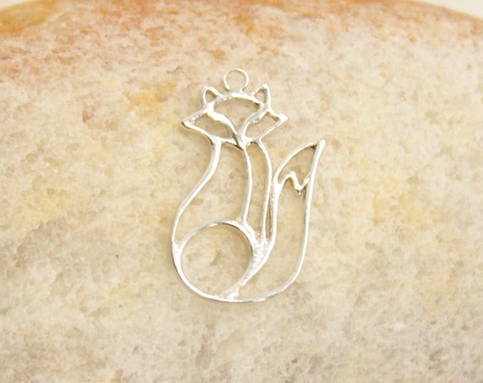 Sterling Silver Fox Charm 1 Piece 925 Sterling Openwork Animal Pendant ...