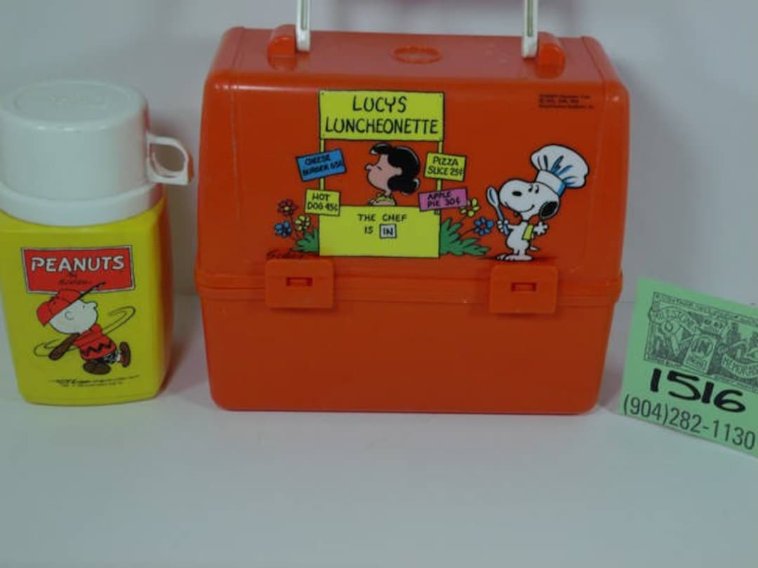 1980's Orange "lucy's Luncheonette" Peanuts Lunchbox - Etsy